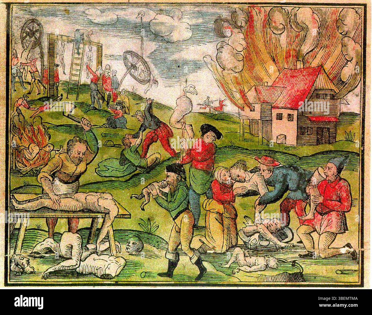 A historical image from 1571 depicting a cannibalistic scene. The image ...