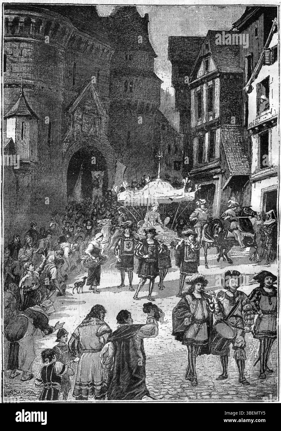 Illustration by A. Sandoz, depicting the procession of Princess Désirée ...