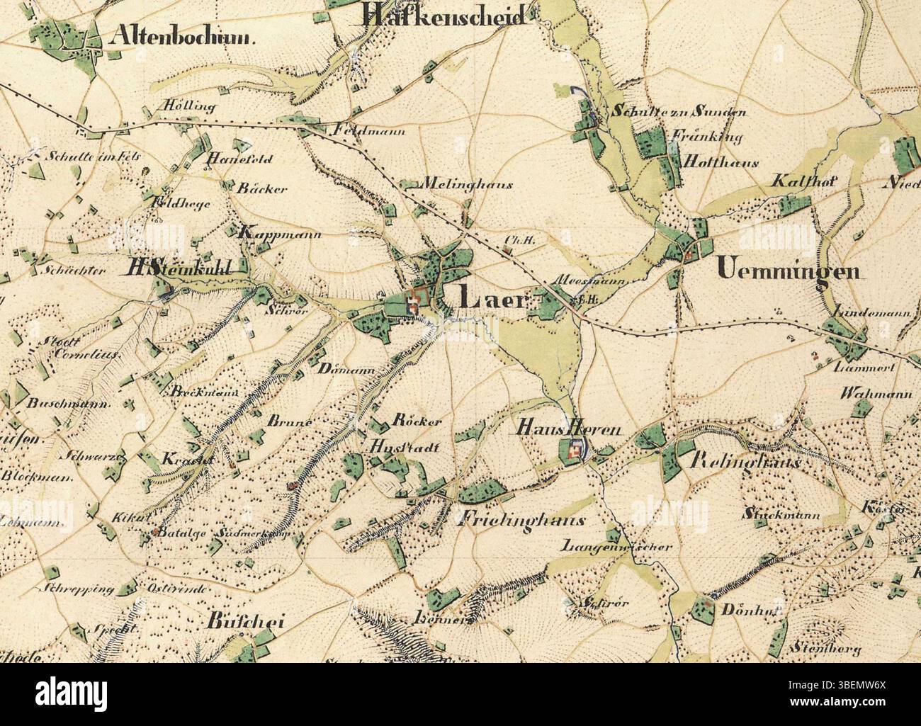 This map section shows the area of Laer, part of the larger 'Bochum ...