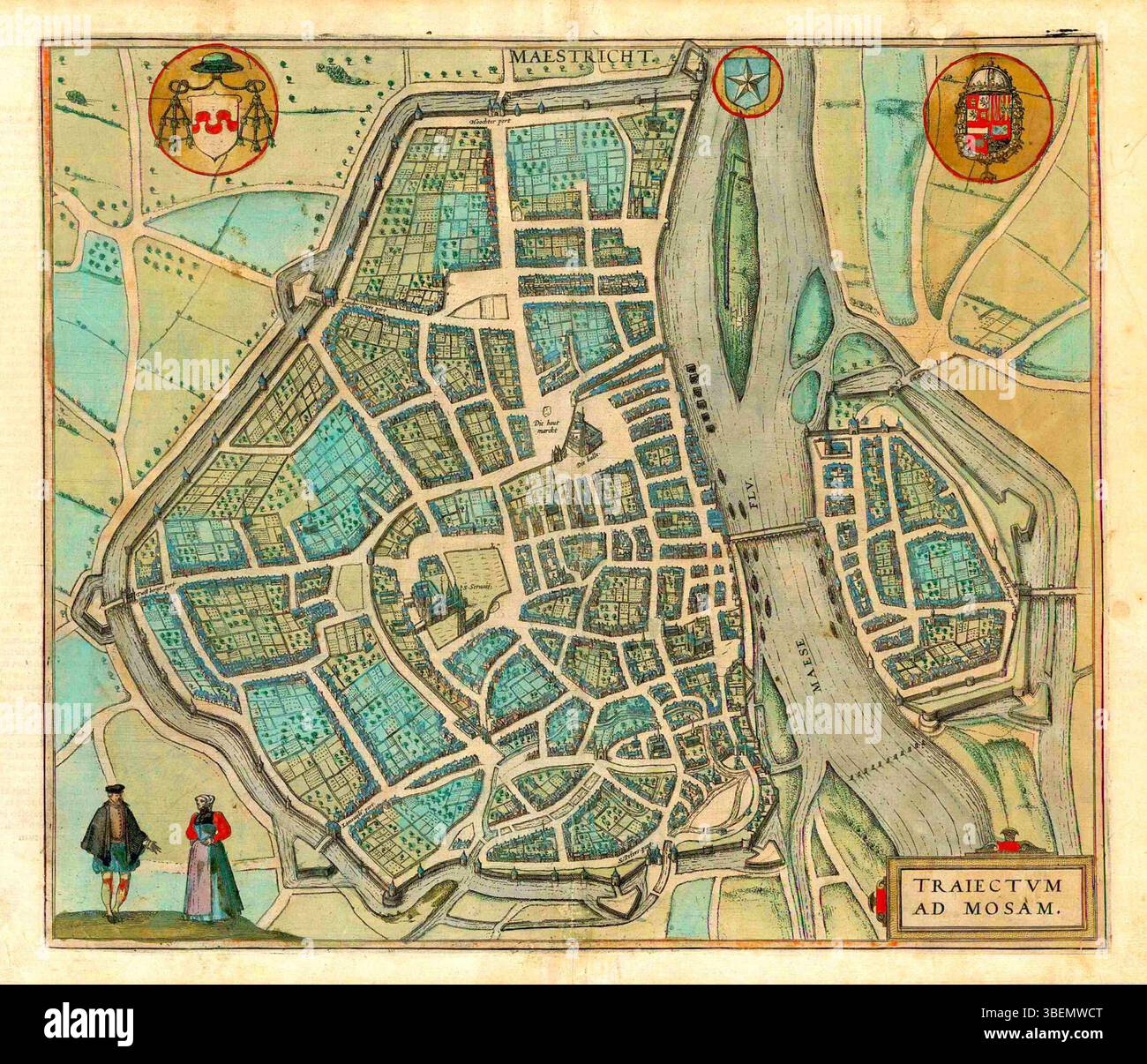 A map of Maastricht from 1575, created by Georg Braun and Frans ...