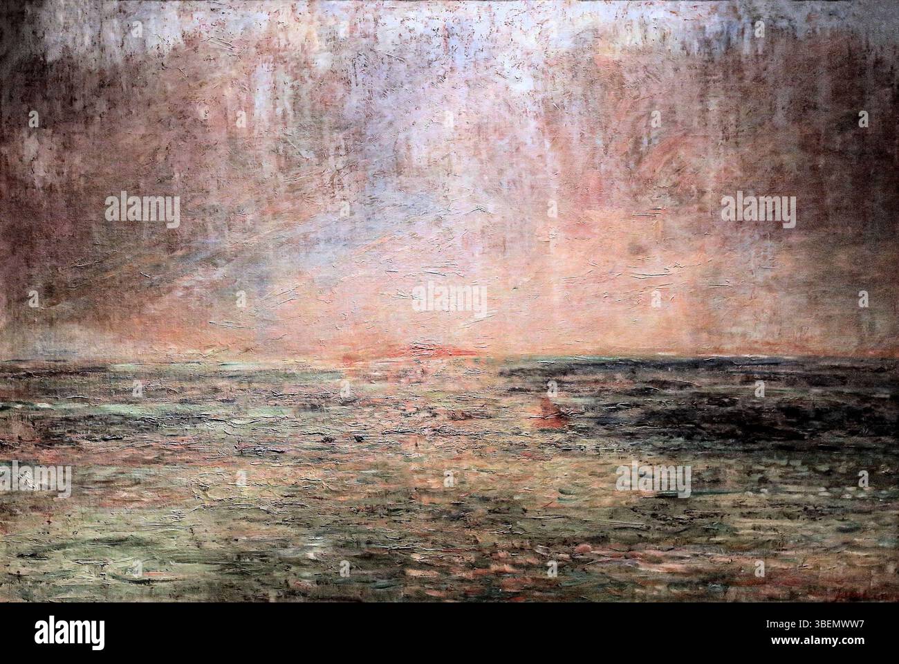 James Ensor's 1885 painting 'Grande Marine au Coucher du Soleil' captures a maritime scene in ...