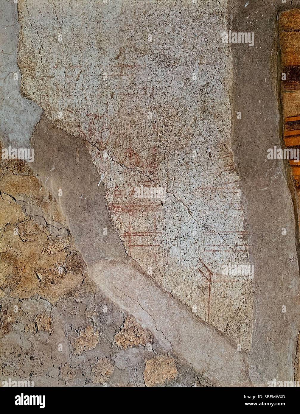 Photograph showing sinopia underdrawing in red ochre on the east wall ...