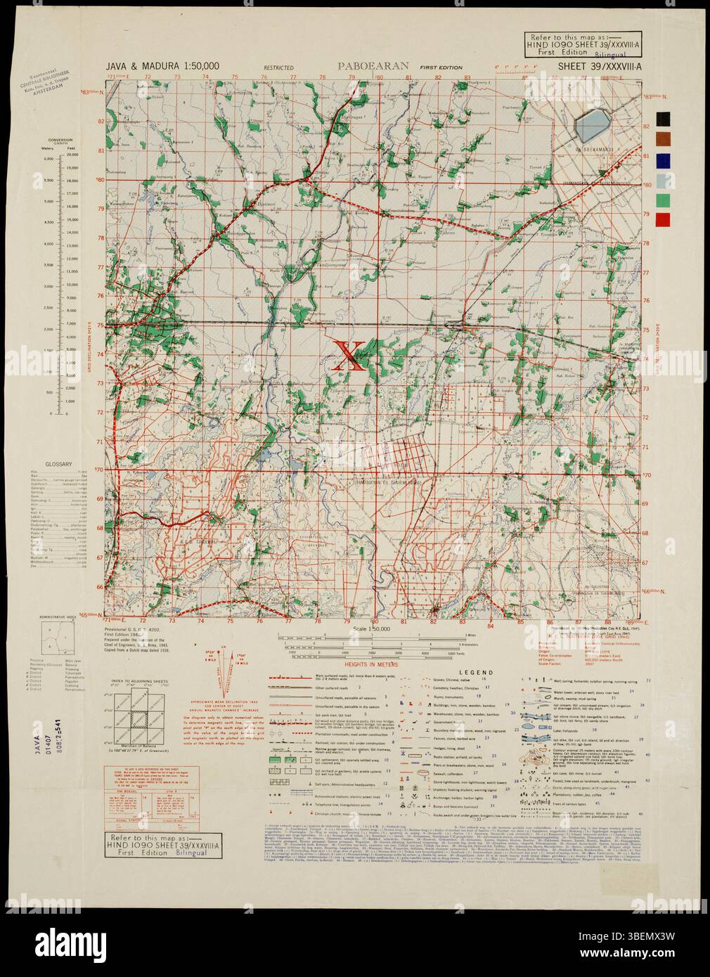 This map shows a detailed topographical view of Java and Madura at a 1: ...