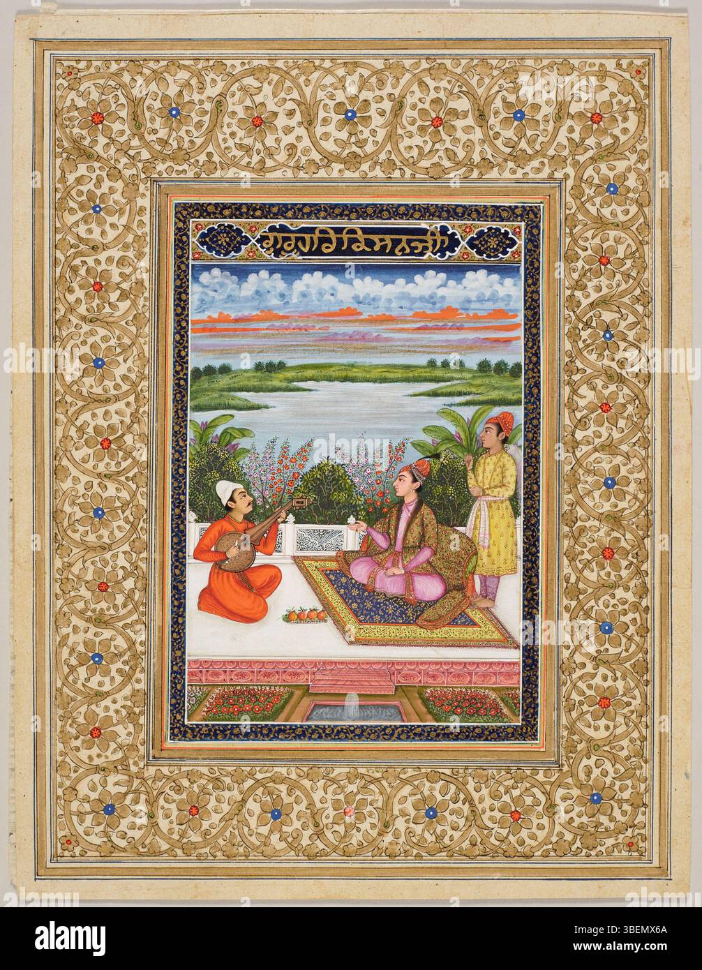 This artwork features Guru Har Krishan, the eighth Sikh Guru, from a ...