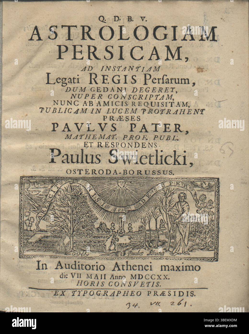 The work titled *Astrologiam Persicam*, published in Gdansk in 1720 by ...