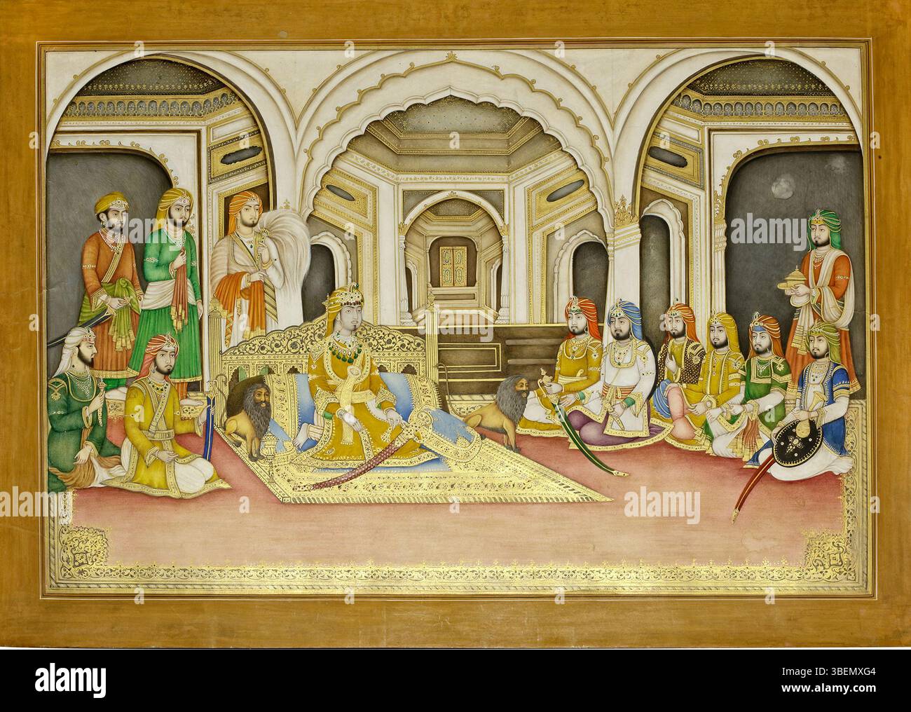 This painting from circa 1858 depicts the Durbar (court) of Raja ...