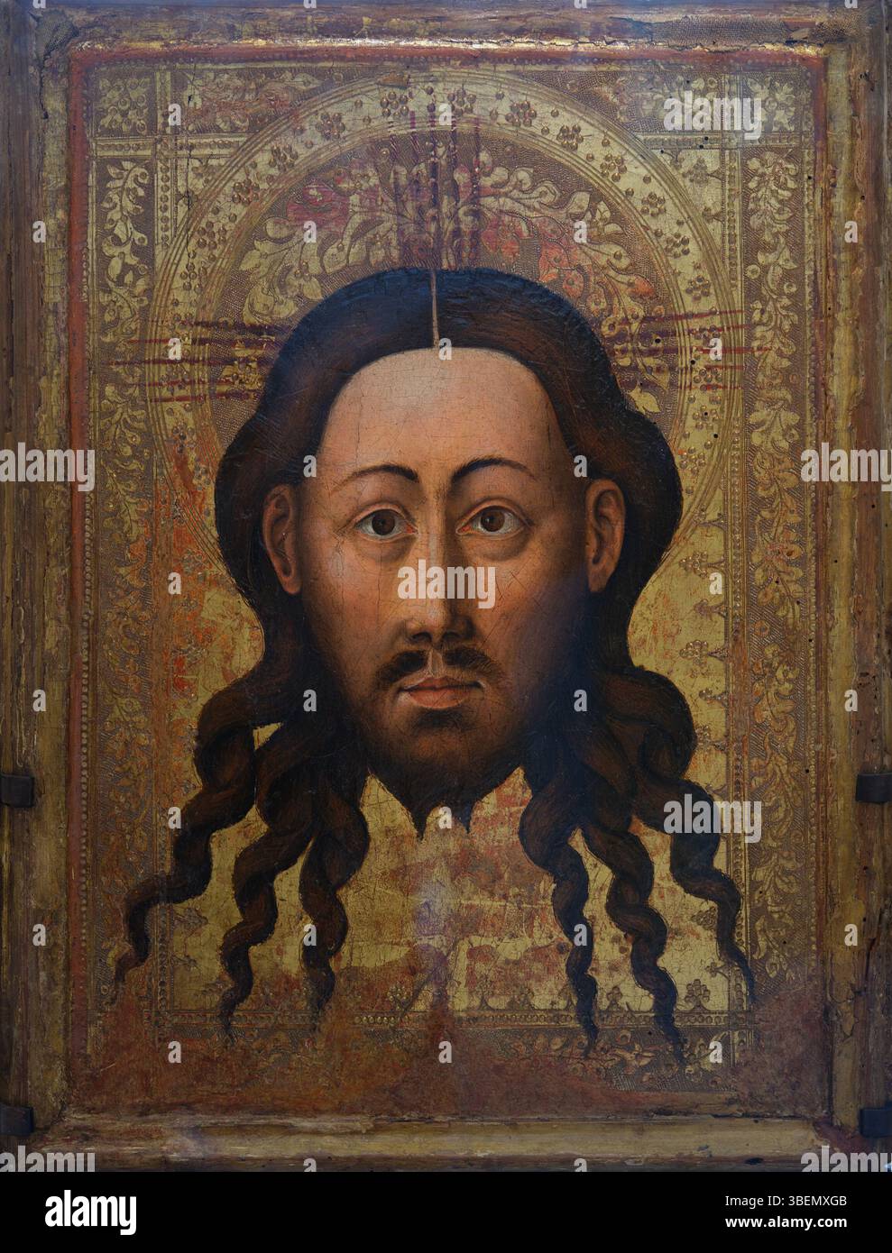 Attributed to Juan Rexach (1411–), this painting from around 1450 depicts the Holy Face, a ...