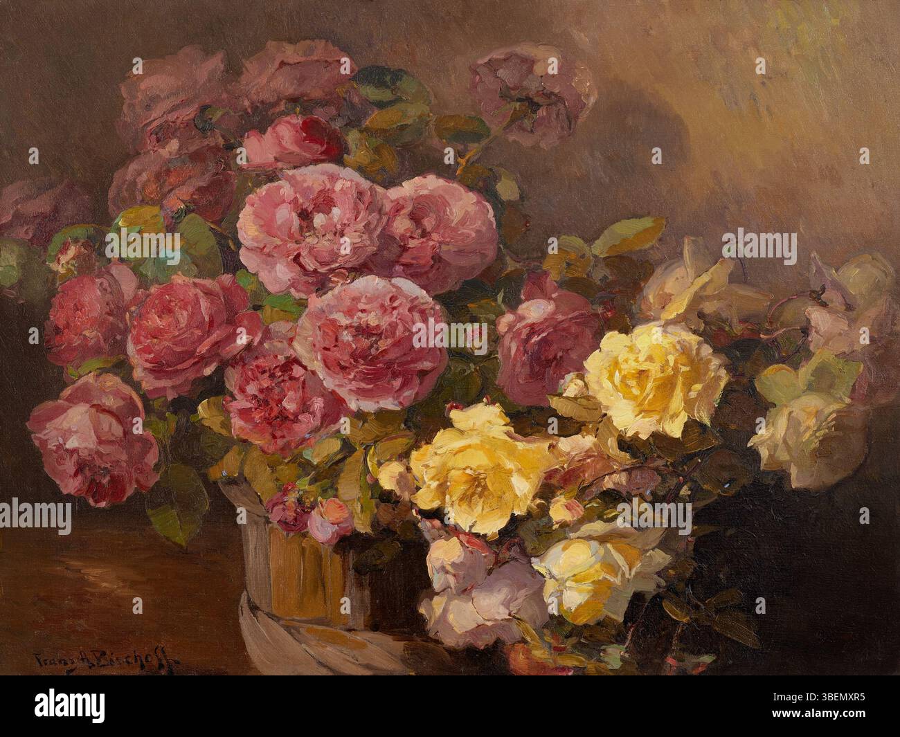 Franz Arthur Bischoff's painting 'Red and Yellow Roses' captures the ...