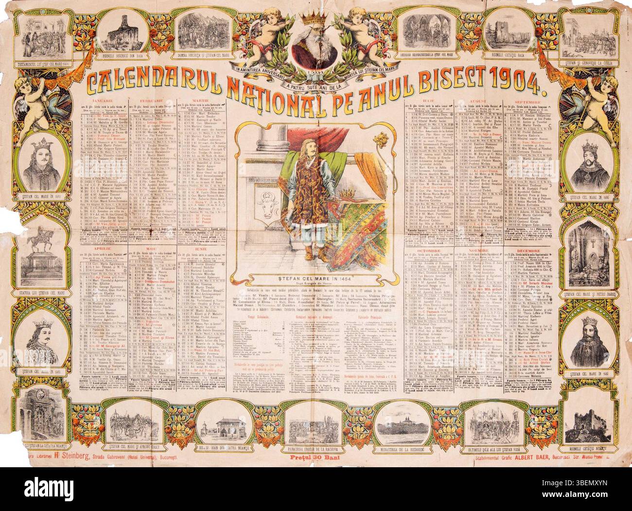 The 1904 leap year calendar includes illustrations depicting Stephen ...