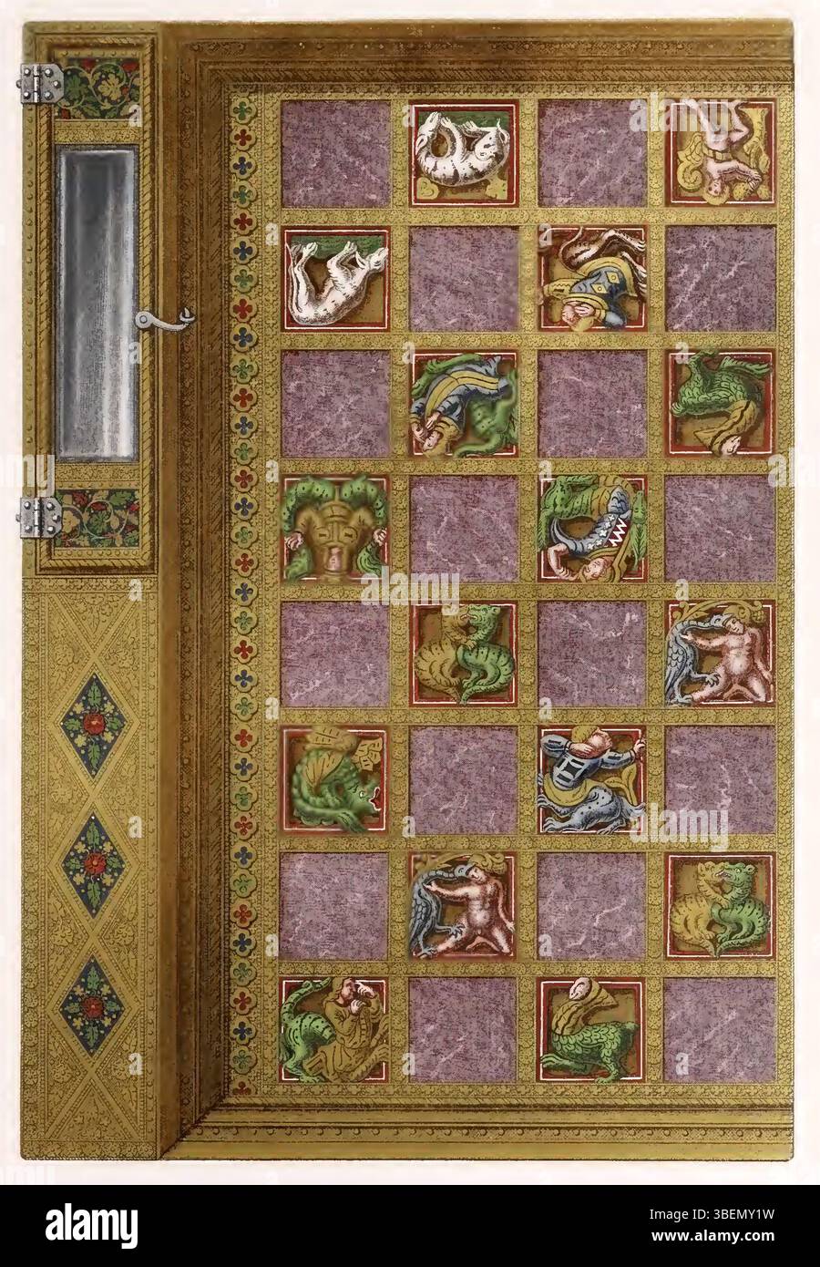 This illustration from 1857 depicts one half of a medieval chessboard ...