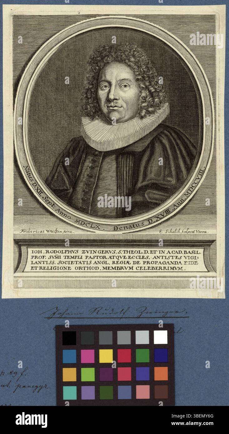 This copper engraving of Ioh. Rodolphus Zwingerus, created circa 1708 ...
