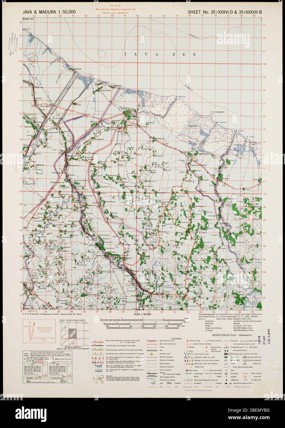 This map from the Java & Madura 1:50,000 series by the US Defence ...