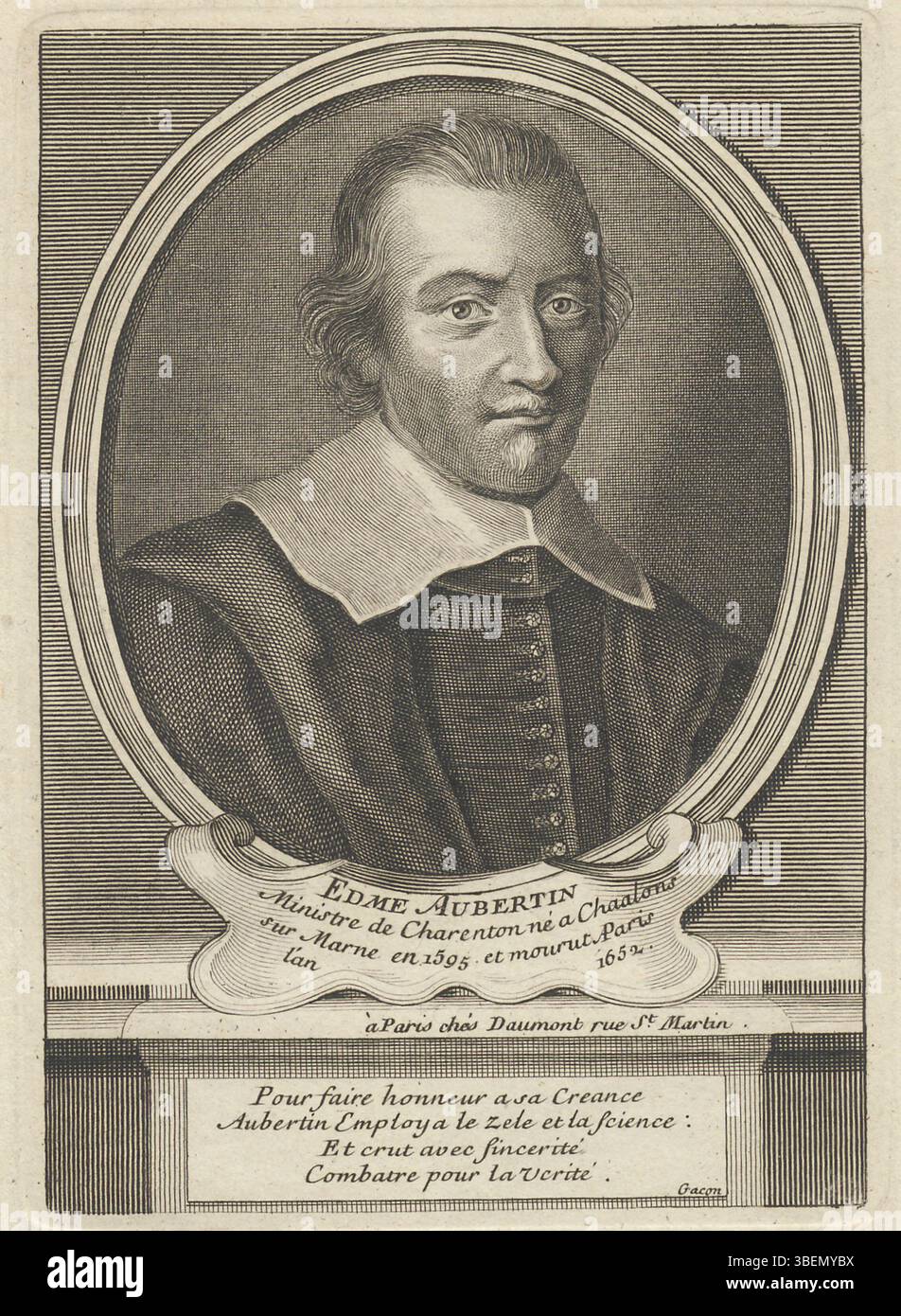This portrait depicts Edme Aubertin, a clergyman, possibly created by ...