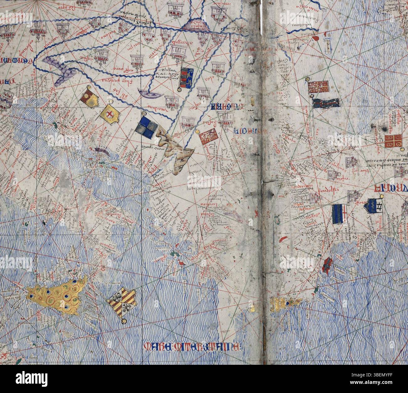 This map, part of the Catalan Atlas by Abraham Cresques, created in ...