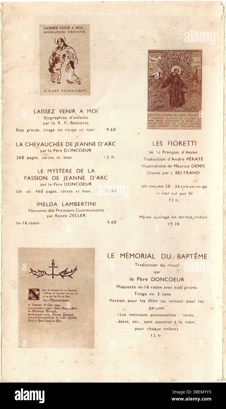This 1938 advertising leaflet from the Librairie de l'Art Catholique ...