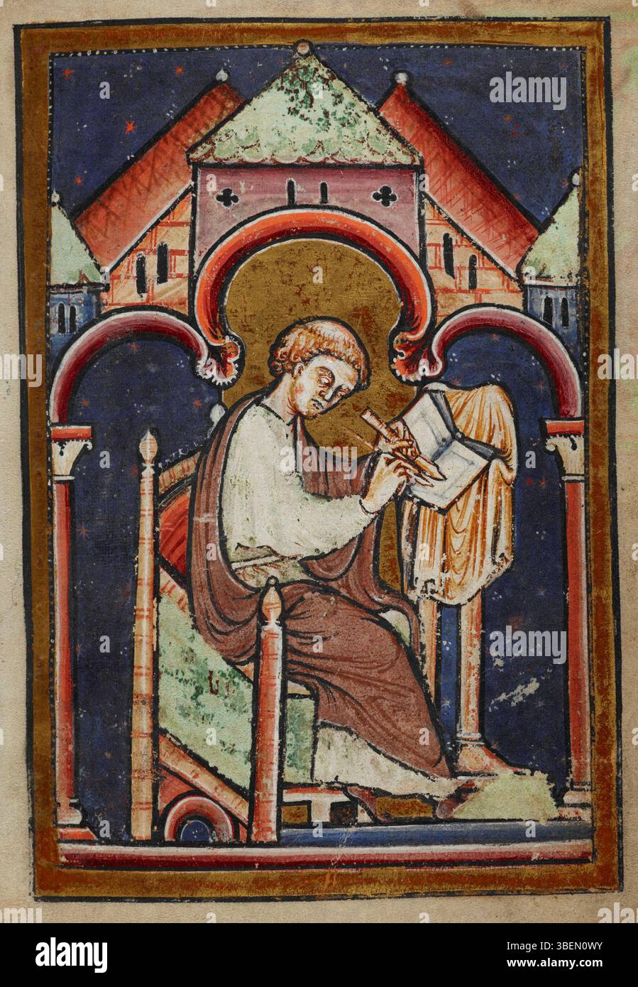 This cropped folio from the Yates Thompson manuscript features an ...