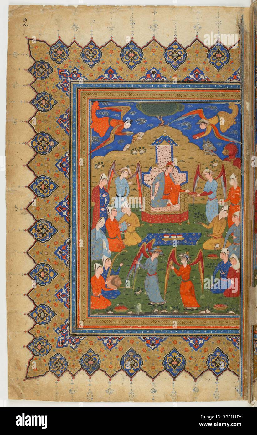 This 17th-century Persian miniature depicts the Queen of Sheba, Balqîs ...