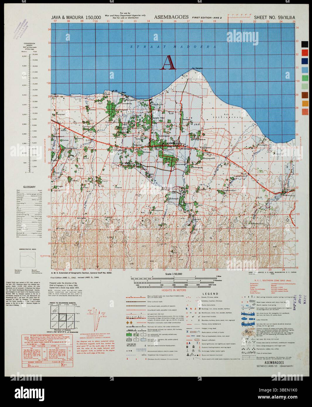 This 'Java & Madura 1:50.000' map, produced by the US Defense Mapping ...