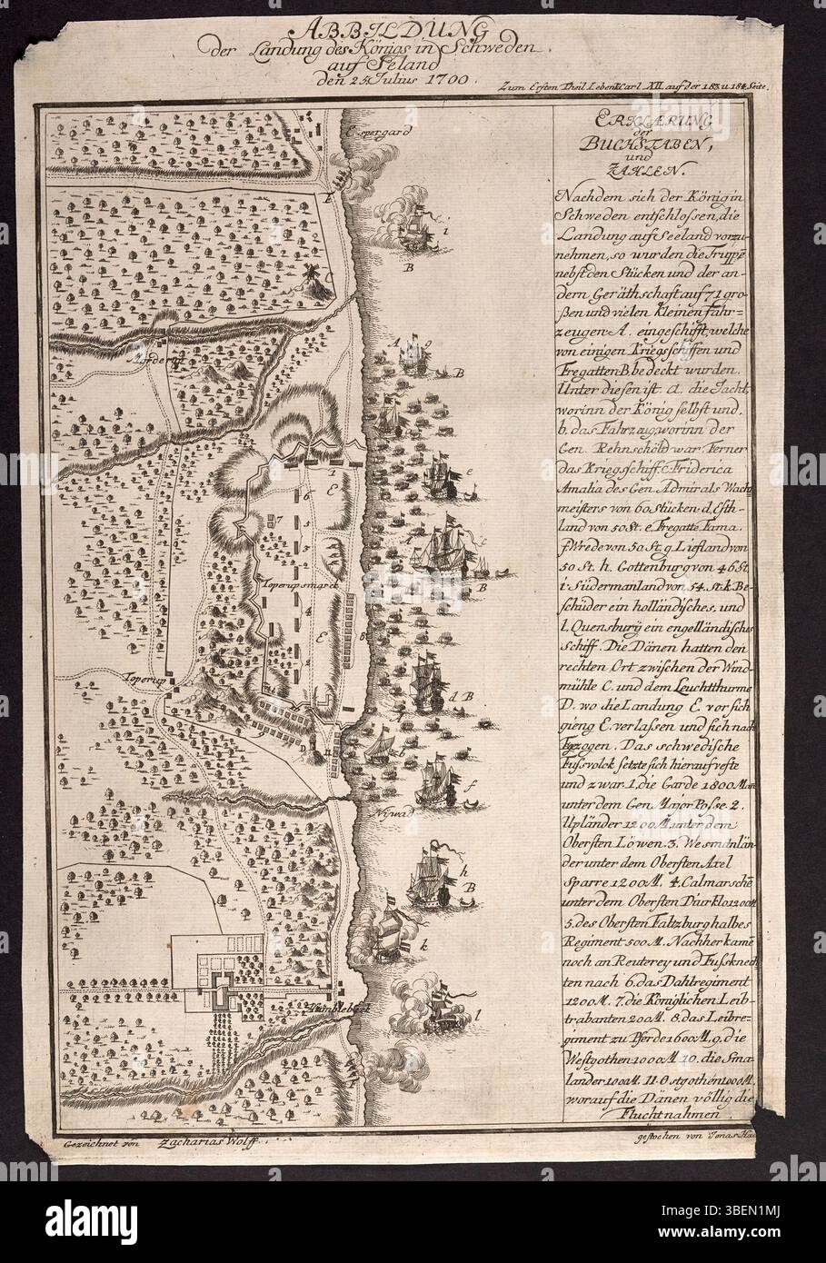 The 'Landing at Humlebæk' depicts a historic event in the 1700s where ...