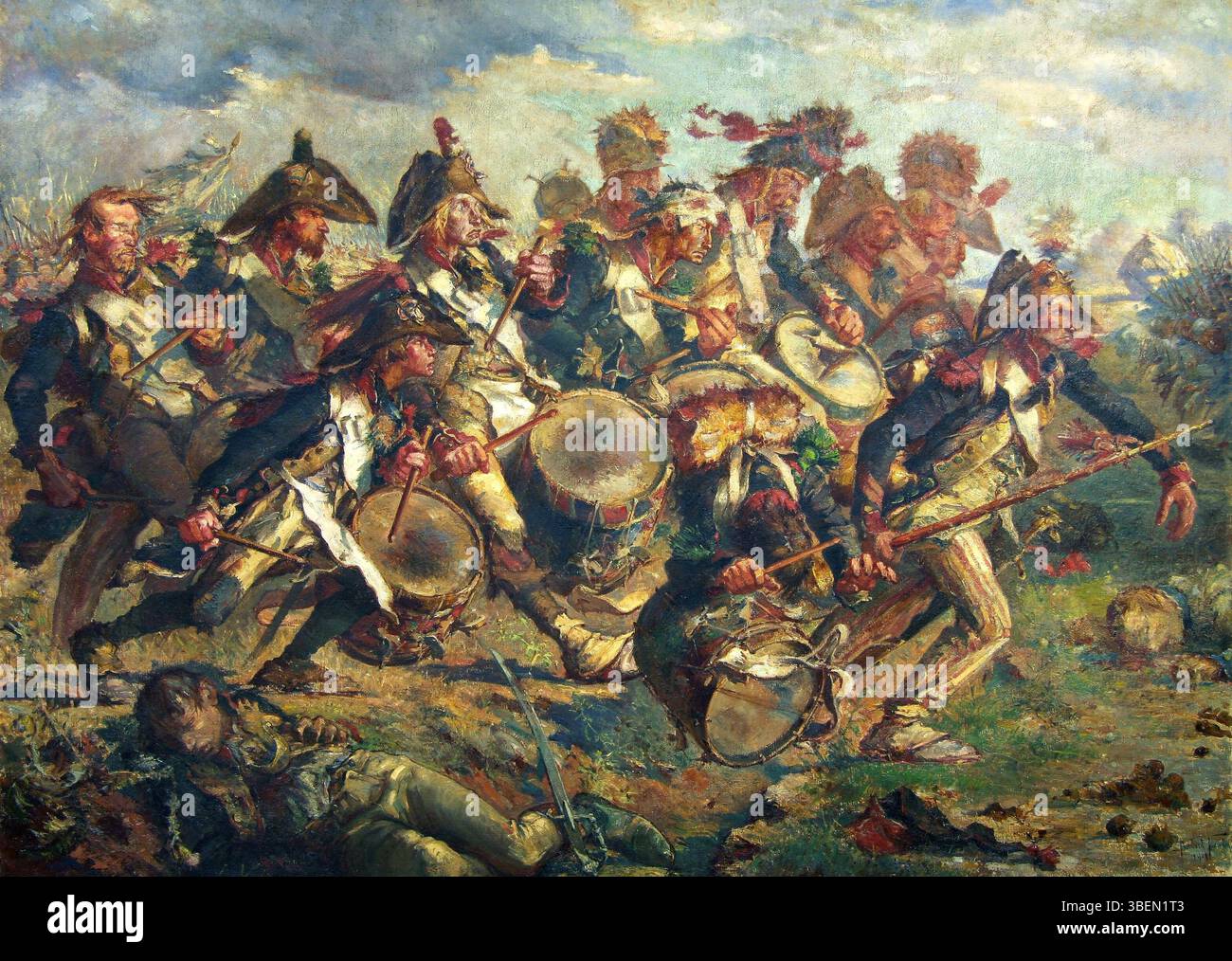 Oil on canvas painting titled 'La Charge de Valmy' by Bernard Naudin ...