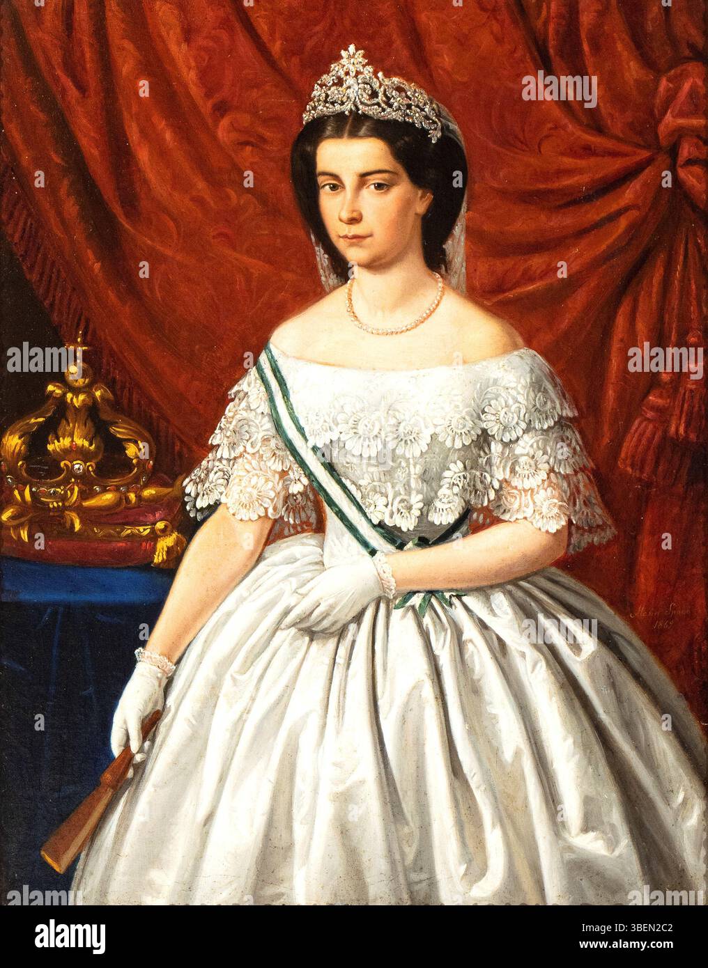 This 1869 portrait by Maria Spanò depicts Maria Sofia of Bavaria, an ...