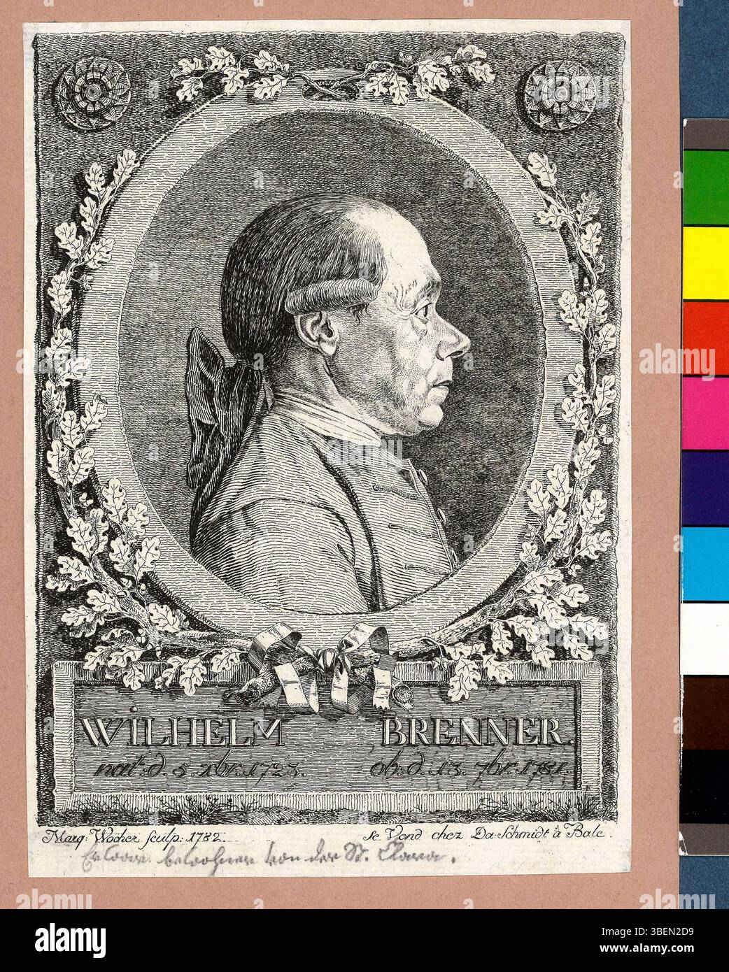 This 1782 copper engraving and etching by Marq. Wocher portrays Wilhelm ...