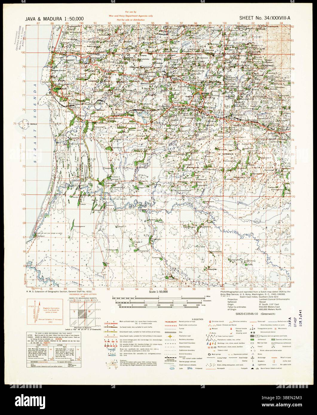 This detailed 1:50,000 scale topographic map of Java and Madura ...