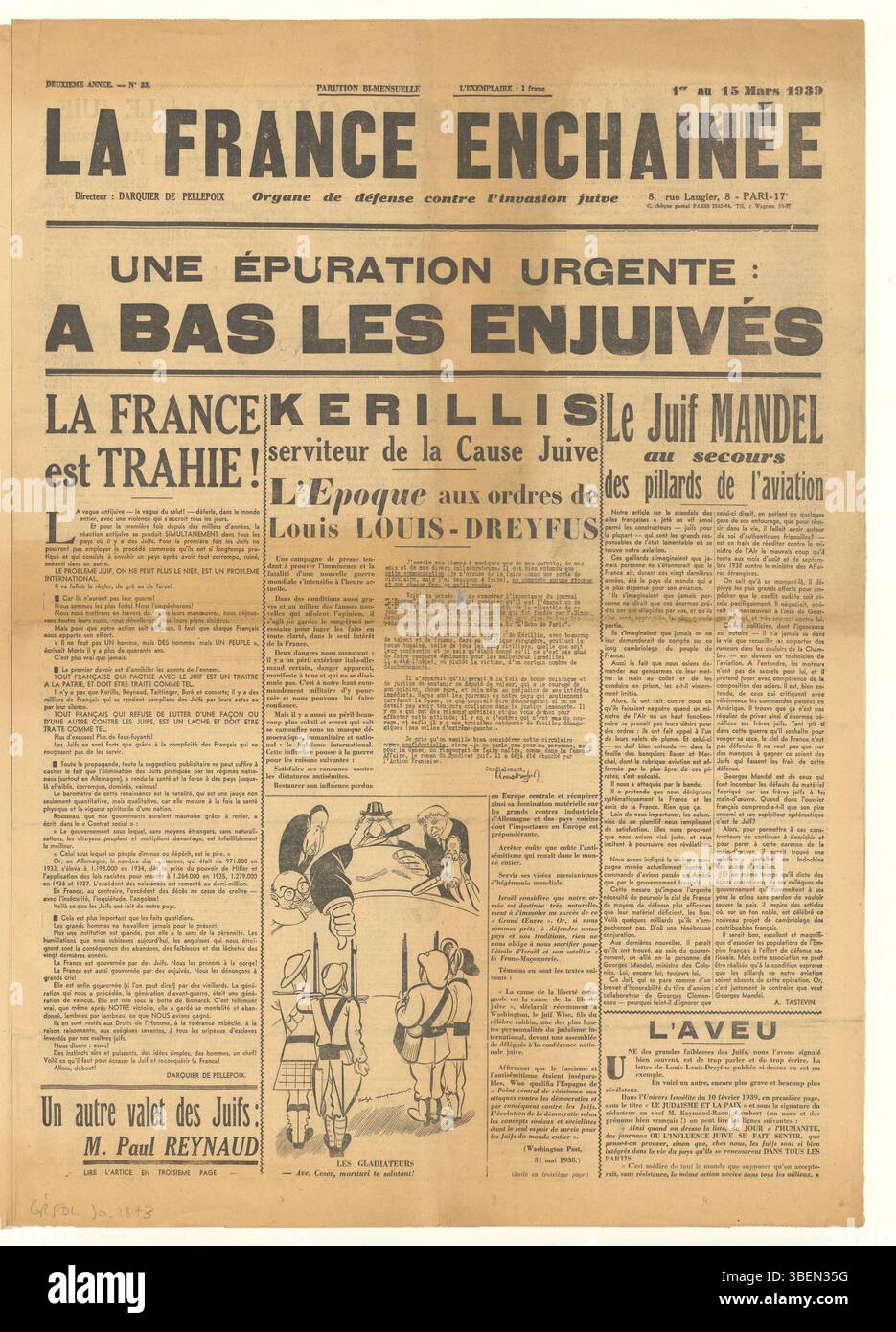 La France enchaînée was a publication in 1939, part of the anti-Semitic ...