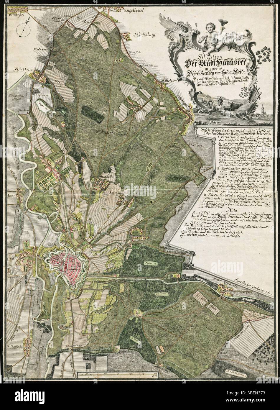 This 1762 map by Ernst Eberhard Braun shows the boundaries of Hanover ...