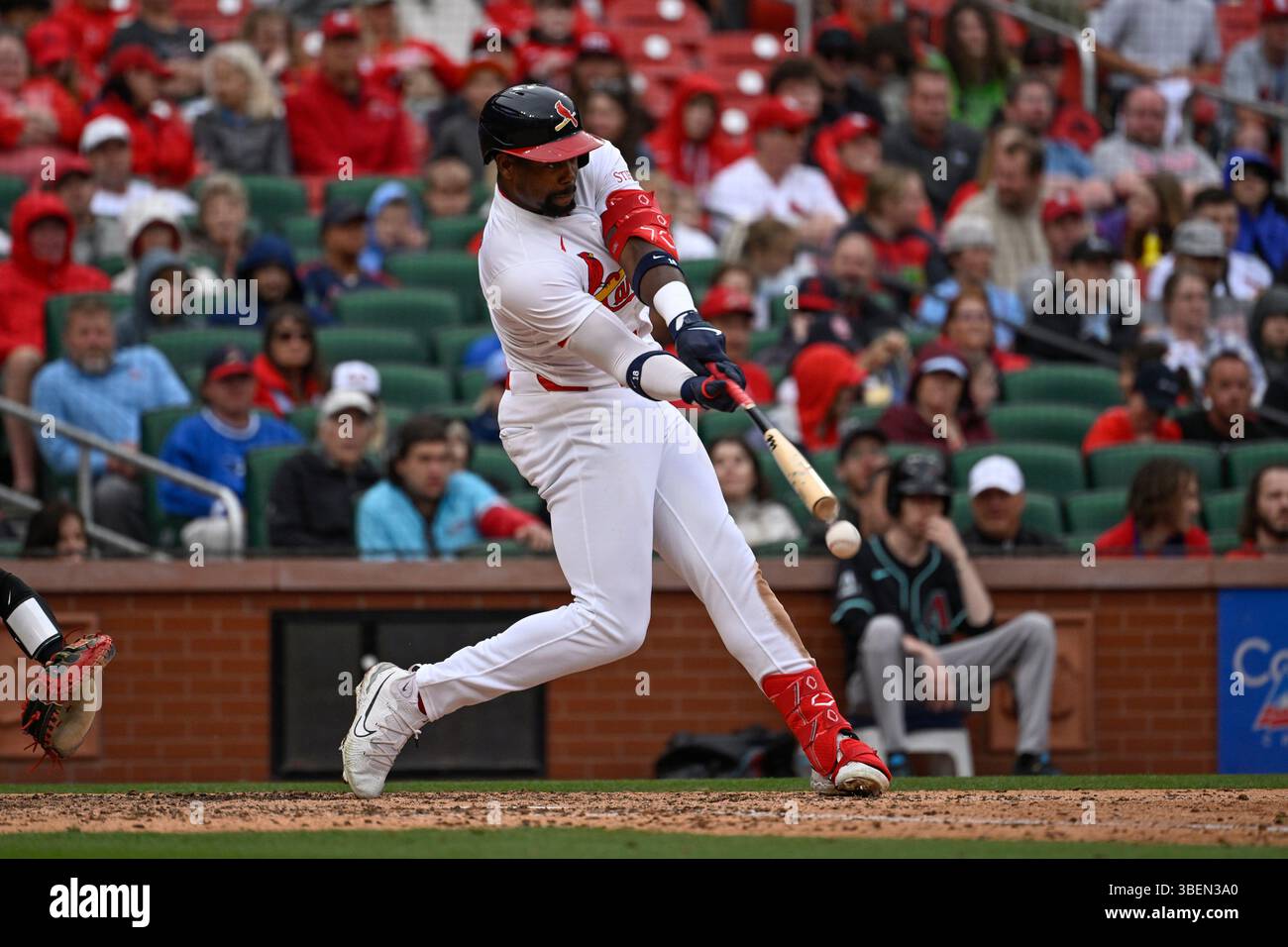 St. Louis Cardinals' Jordan Walker hits a single in the seventh inning ...