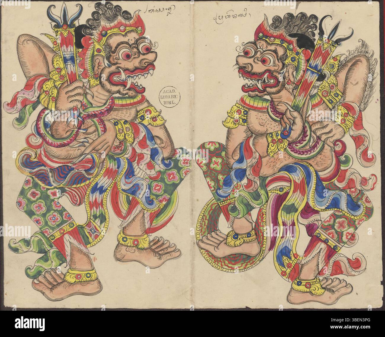 This Balinese drawing, created by I Ketut Gedé, features two designs ...