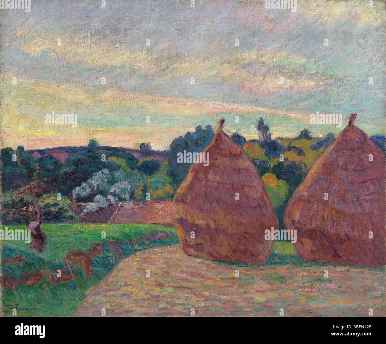 Armand Guillaumin's 'Grainstacks in Île-de-France' (circa 1894) depicts ...