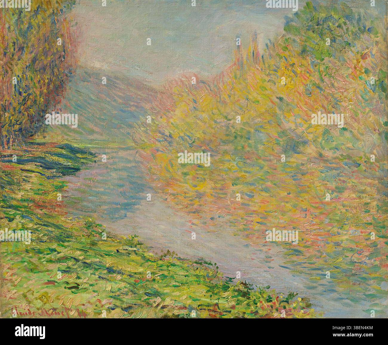 Claude Monet's 'Autumn at Jeufosse,' painted in 1884, depicts a fall ...