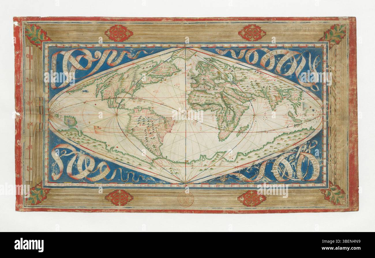 Jean Cossin's 1570 *Carte cosmographique* is a detailed world map ...