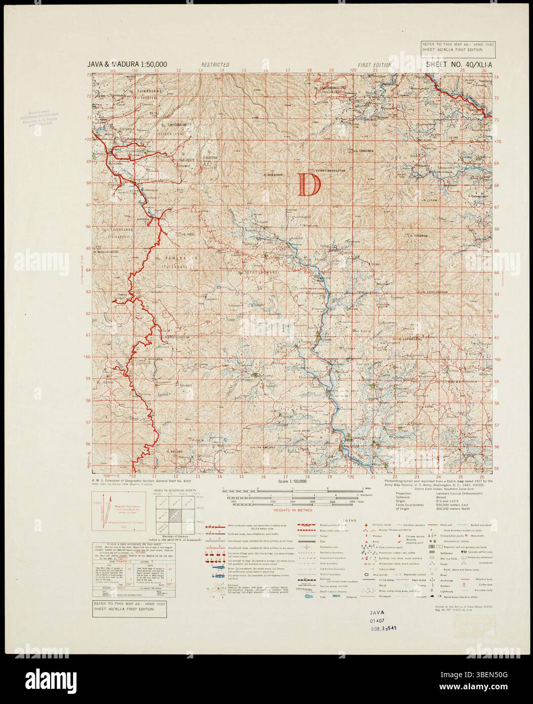 The 1:50,000 scale map of Java and Madura, created by the U.S. Defense ...