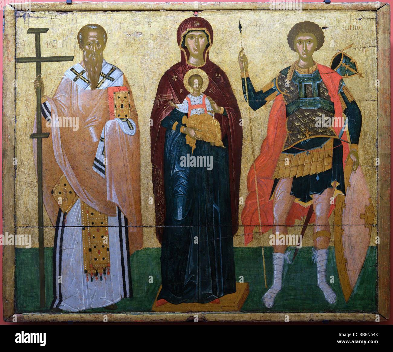 This 16th-century painting depicts the Madonna and Child between Saint ...