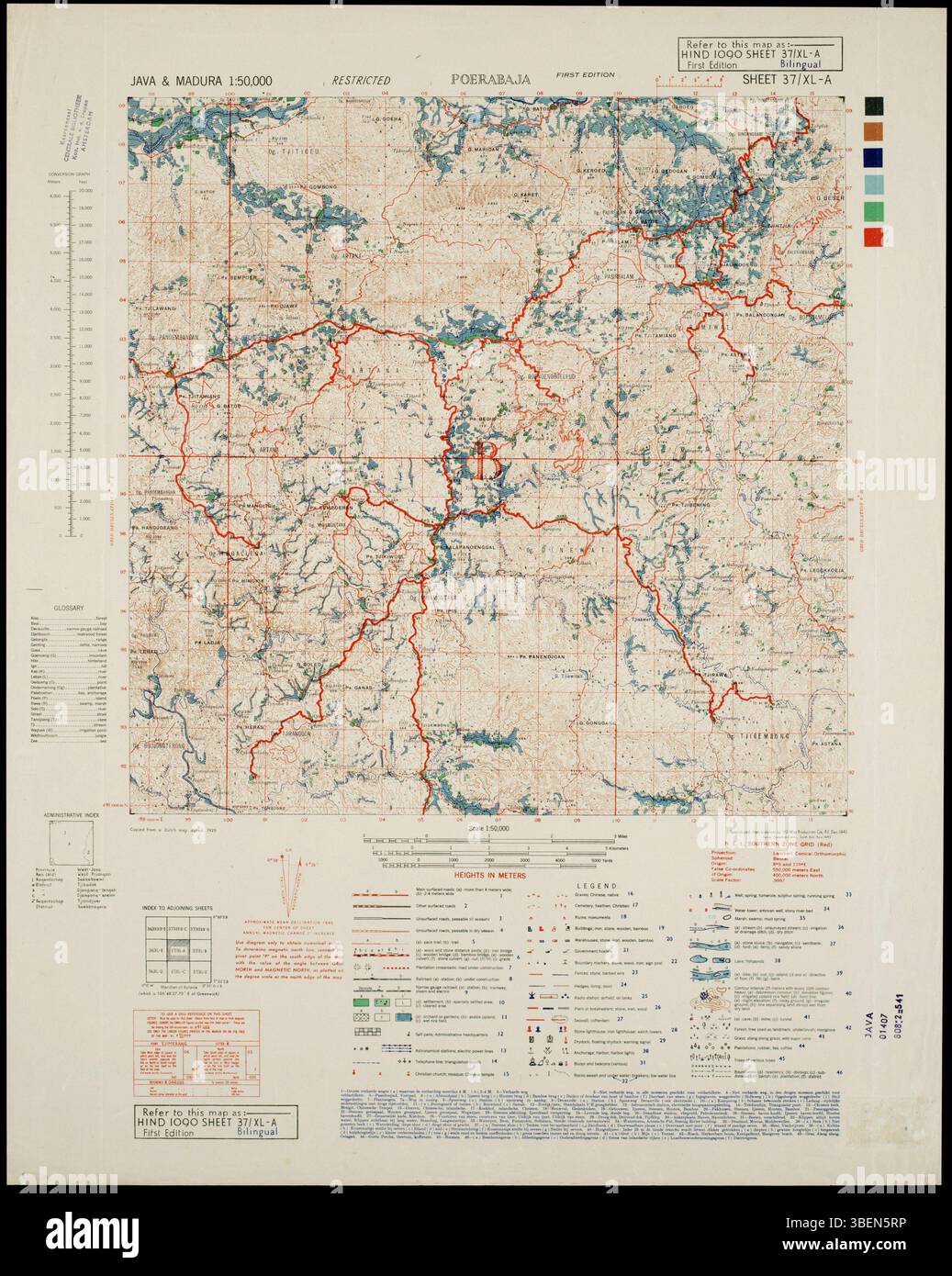 This map page, part of the 1:50,000 series, covers a detailed section ...