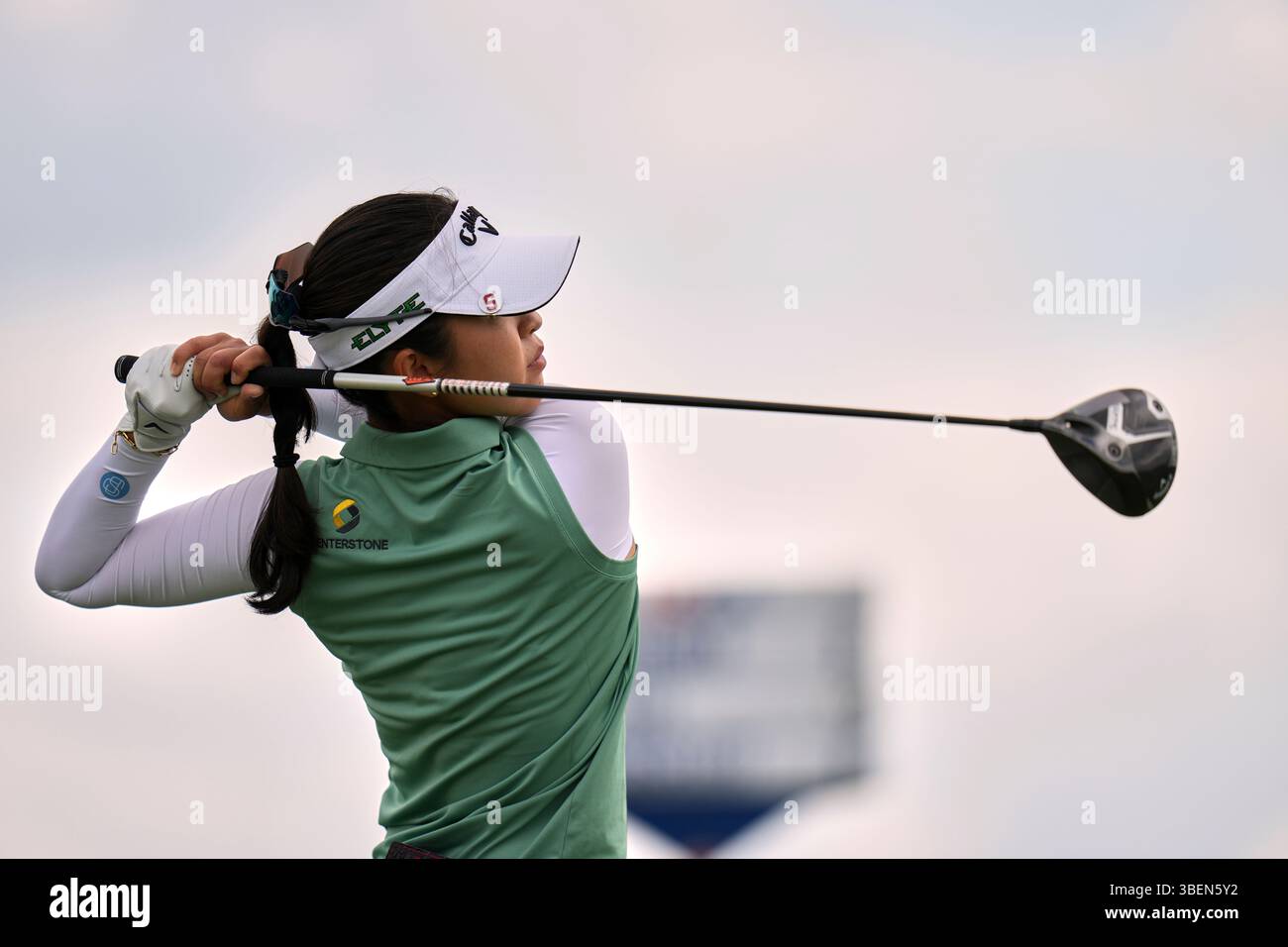 Andrea Lee hits from the third tee during the first round of the U.S ...