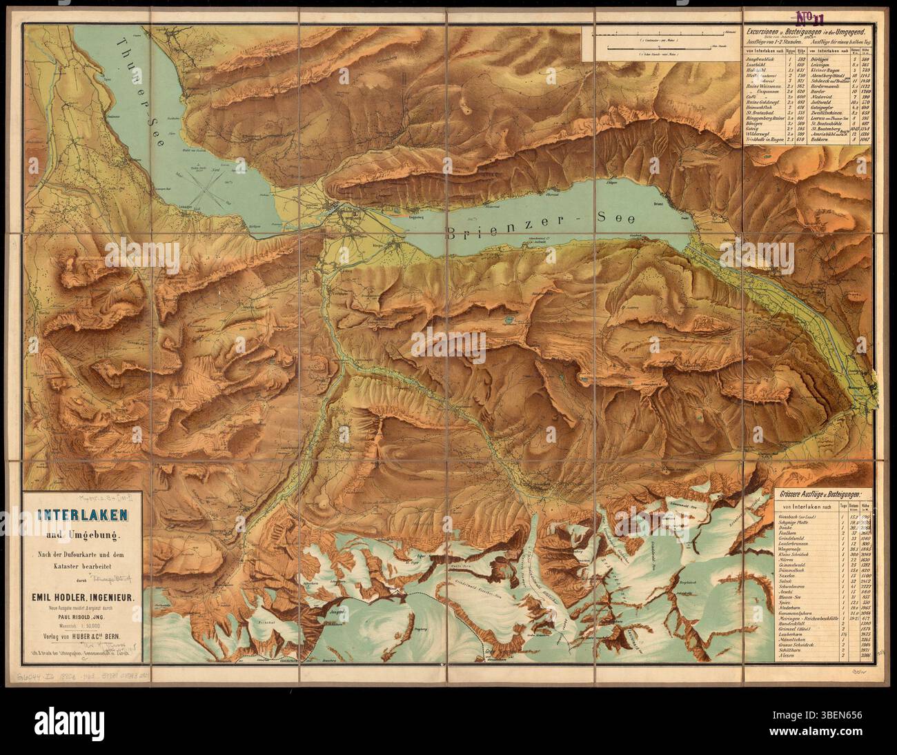 This 1880s map of Interlaken and surrounding areas was created using ...