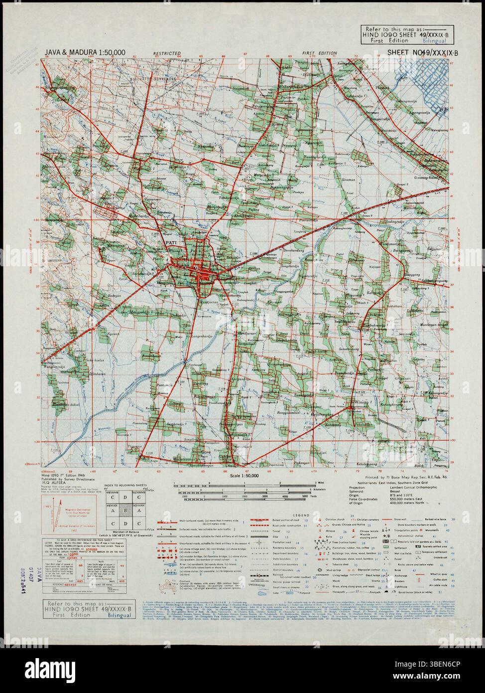 Map showing the topography of Java and Madura islands at 1:50,000 scale ...