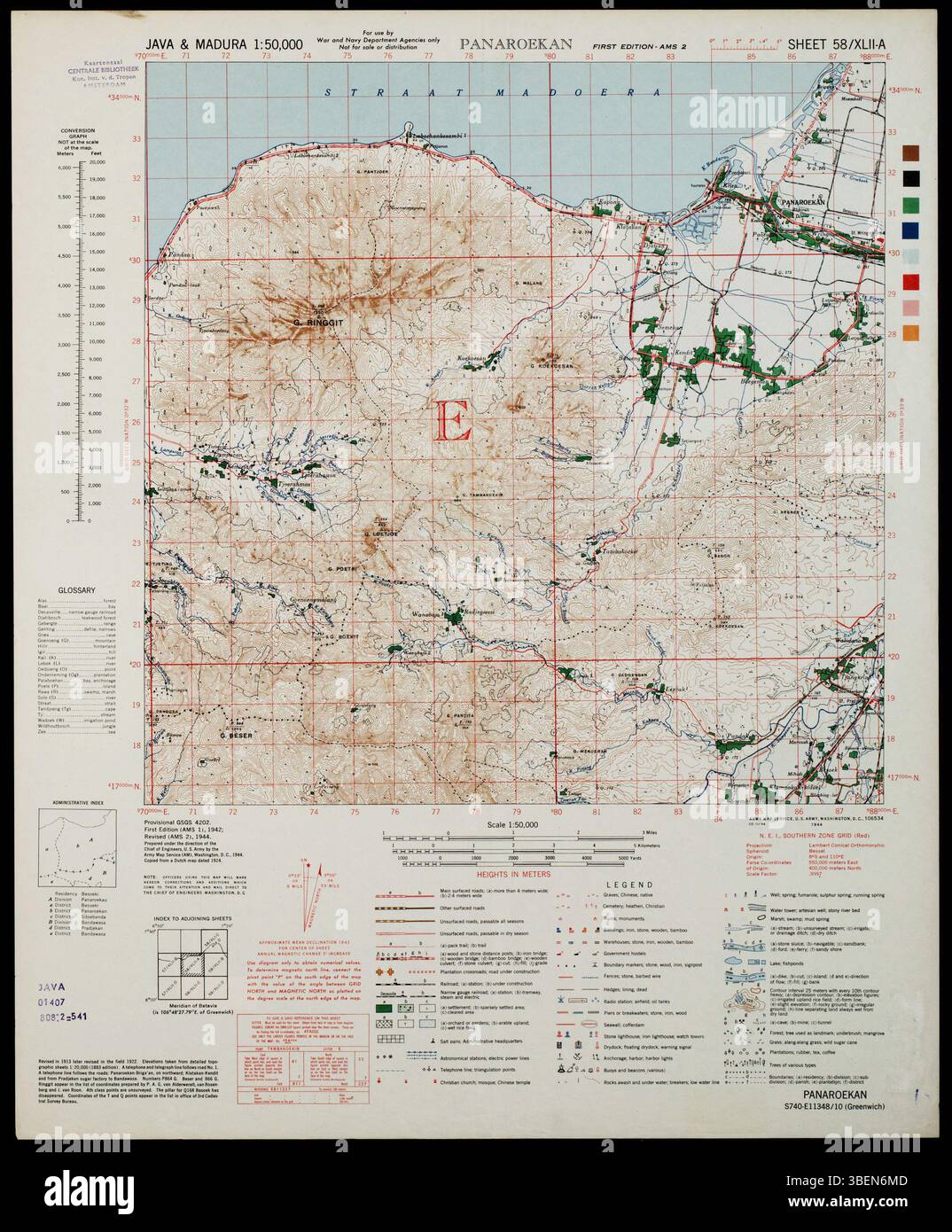 This map titled 'Java & Madura 1:50.000', created by the U.S. Defence ...