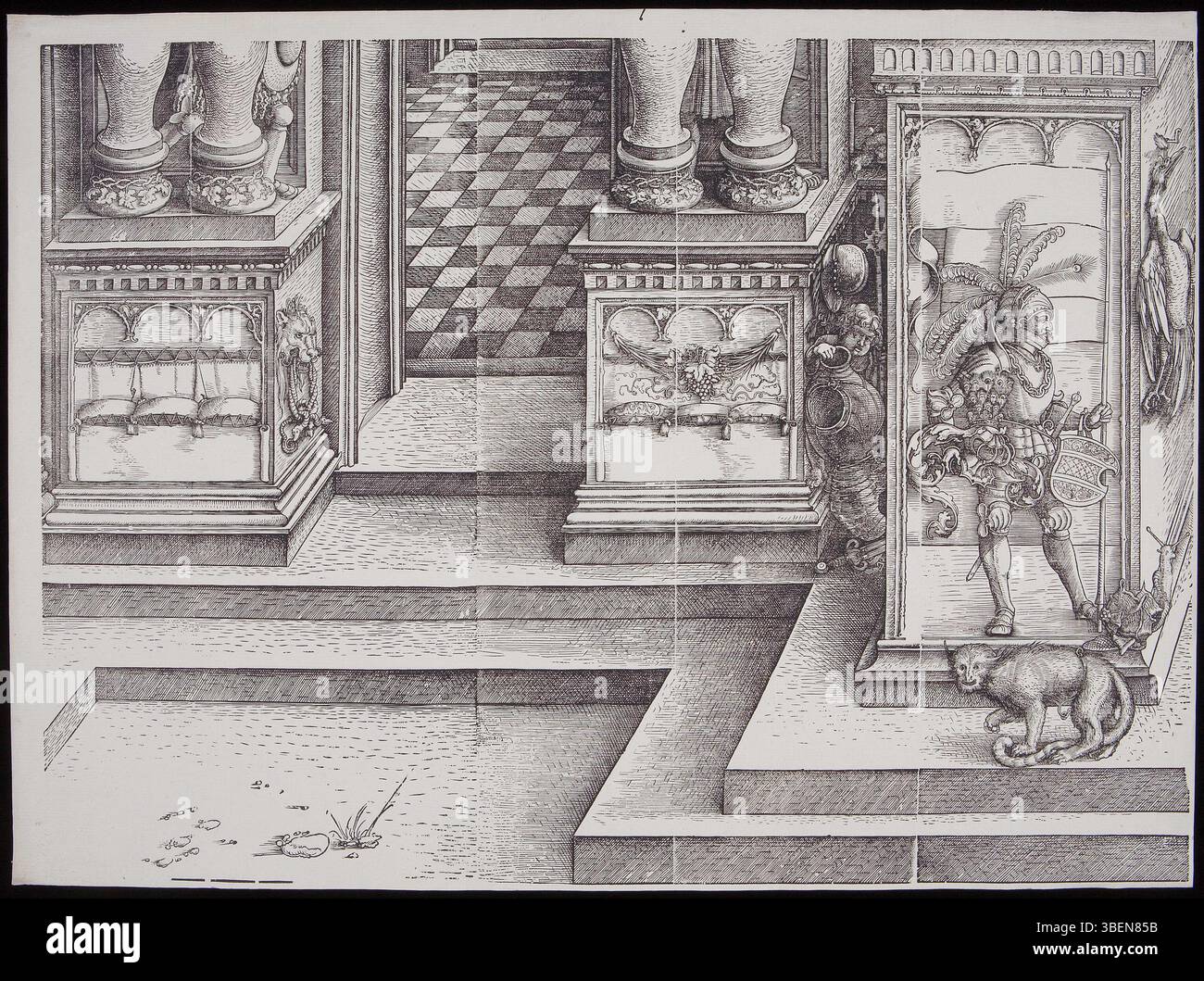 A print by Albrecht Dürer from the 'Ehrenpforte' series, showing the ...