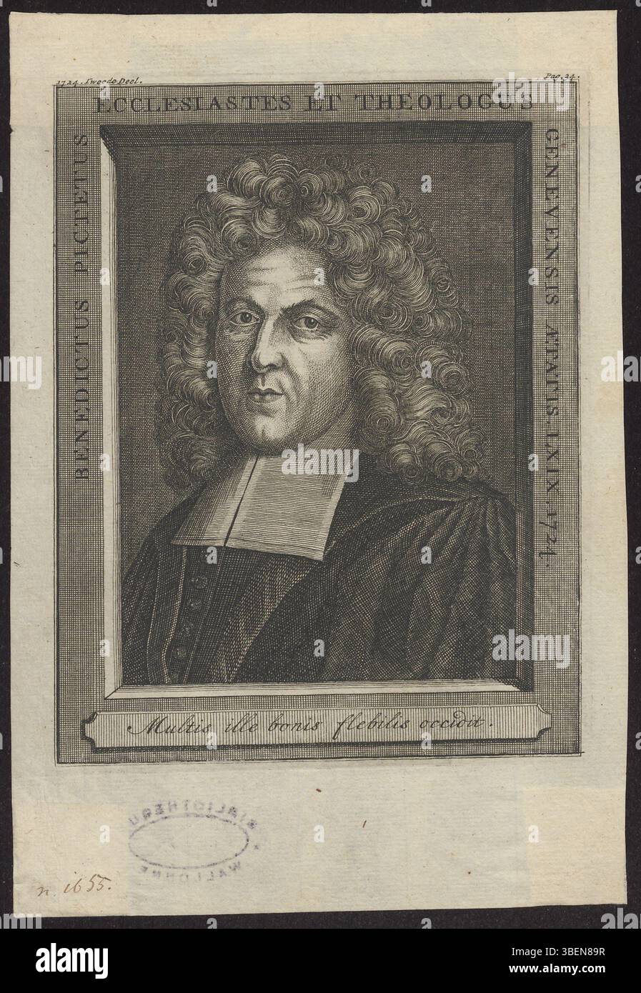 This anonymous portrait shows Benedict Pictet, a pastor and professor ...
