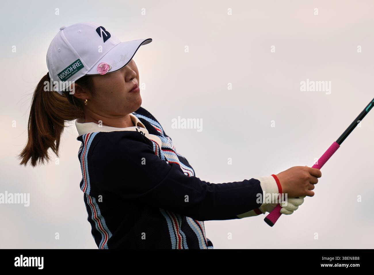Ayaka Furue, of Japan, hits from the third tee during the first round ...