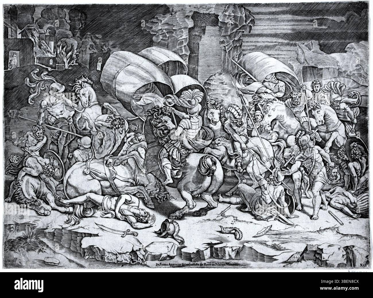 Agostino Veneziano's 'Battle with a Cutlass' (1538) illustrates a ...