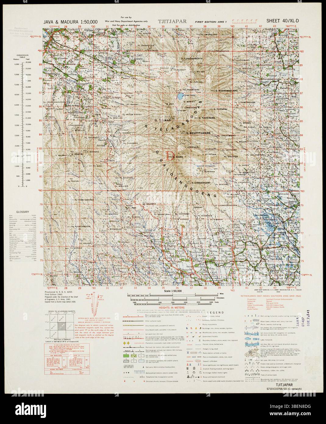 A detailed topographic map of Java and Madura, created by the U.S ...
