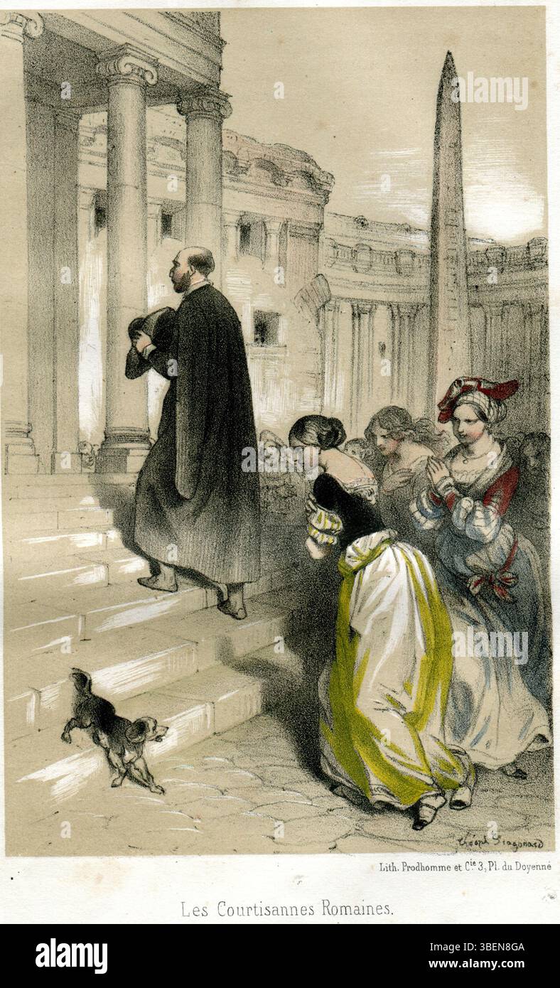 In this 1845 drawing, Théophile Fragonard illustrates Roman courtesans ...