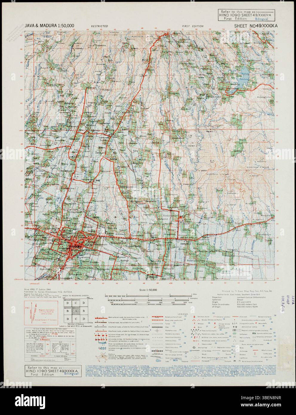 A topographic map at 1:50,000 scale of Java and Madura, created by the ...