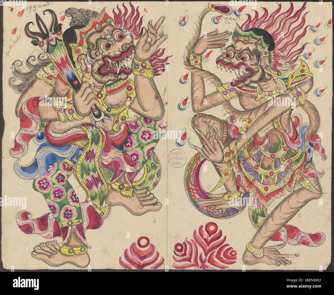 This artwork by I Ketut Gedé showcases two characters, Puntadaksi and ...