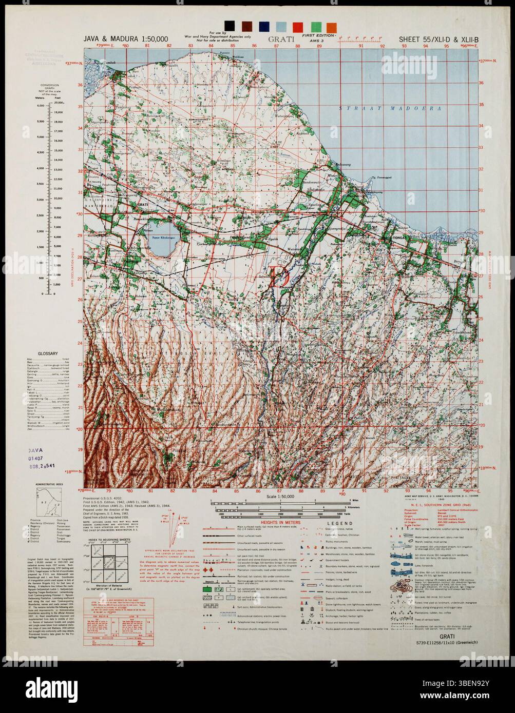 This section of the Java & Madura topographic map, created by the US ...